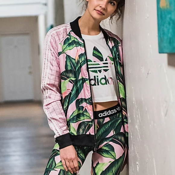 adidas | Jackets & Coats | Adidas Tropical Palm Leaf Jacket | Poshmark